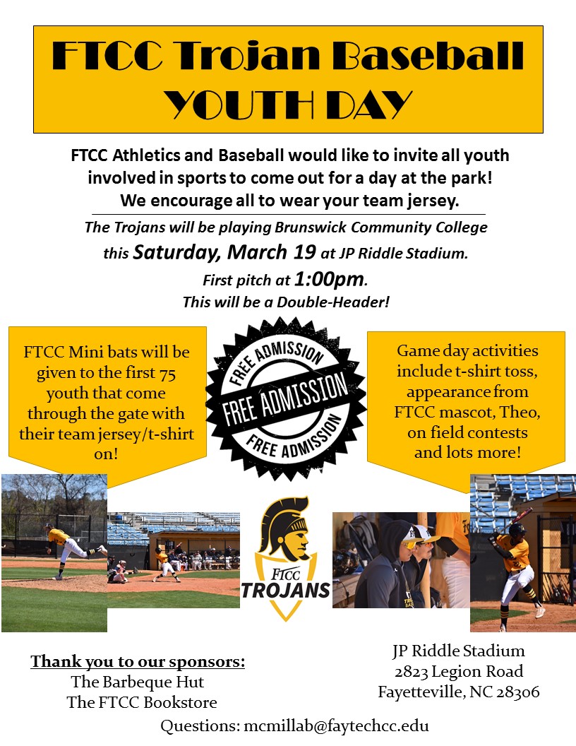 FTCC Baseball hosts Youth Day on Saturday - Fayetteville Technical ...