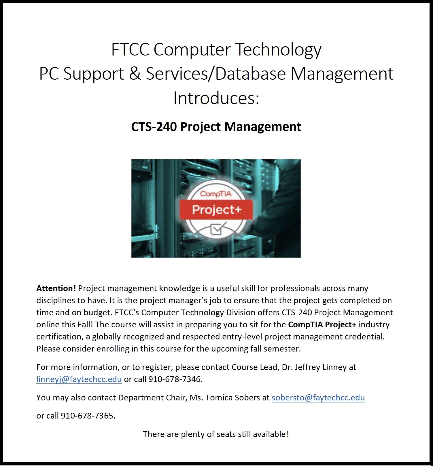 Database Management - Fayetteville Technical Community College